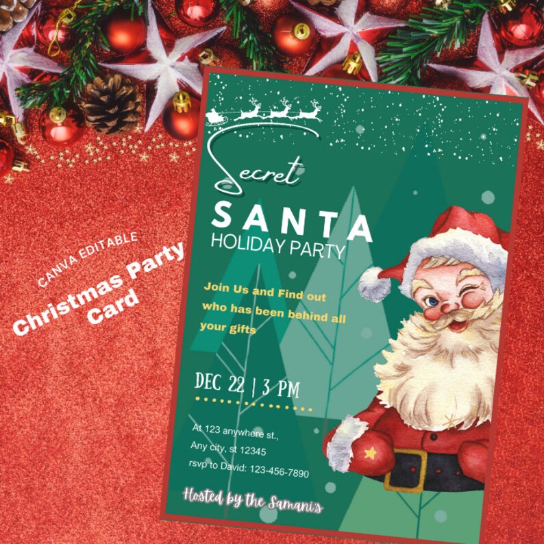 Secret Santa Invitation Template Gift Exchange Invite - Etsy