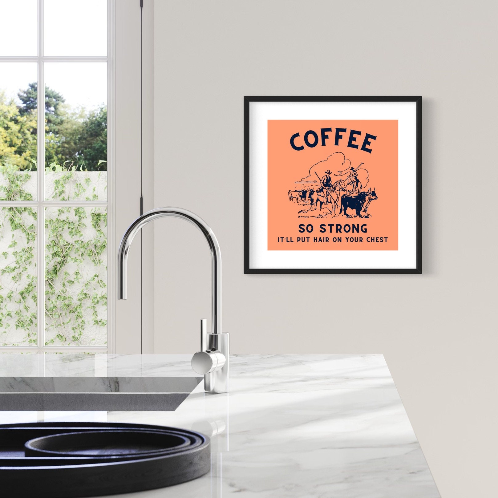 Coffee Poster, Western Art Print, Western Coffee Decor, Southwestern ...