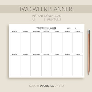 Blank Minimalistic Full Two Week Printable Planner I Instant Download ...
