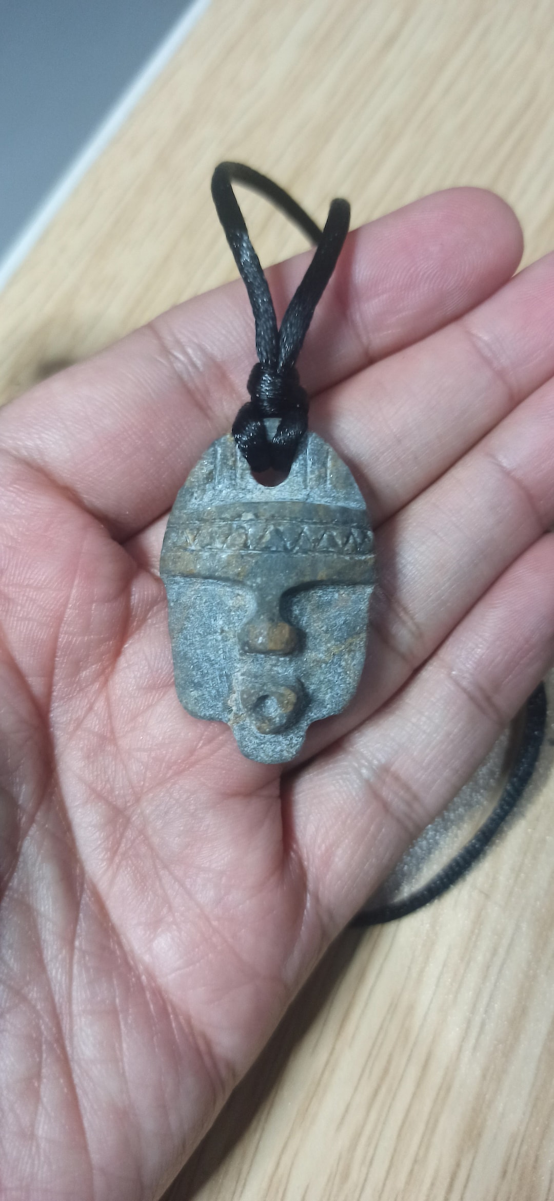 Antique Stone Face Mask Necklace, African Face Mask Stone Necklace ...