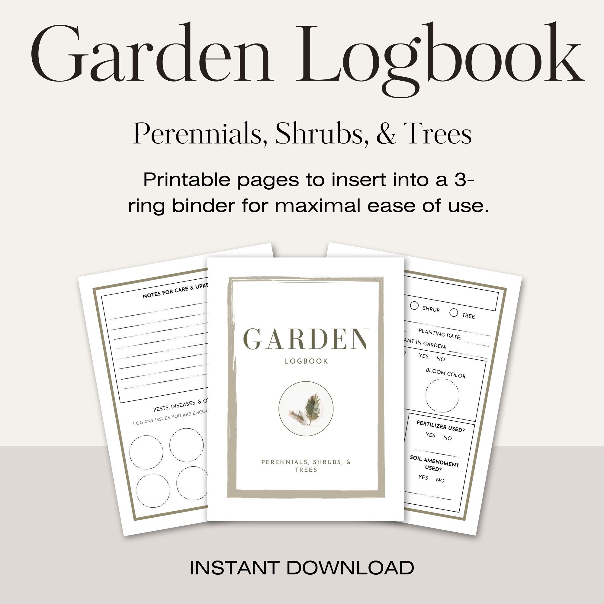 Garden Logbook: Perennials, Shrubs, & Trees - Etsy