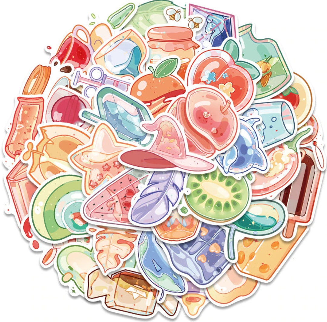 Cute Glass Food Fruits Cartoon Stickers Aesthetic Decal Laptop ...