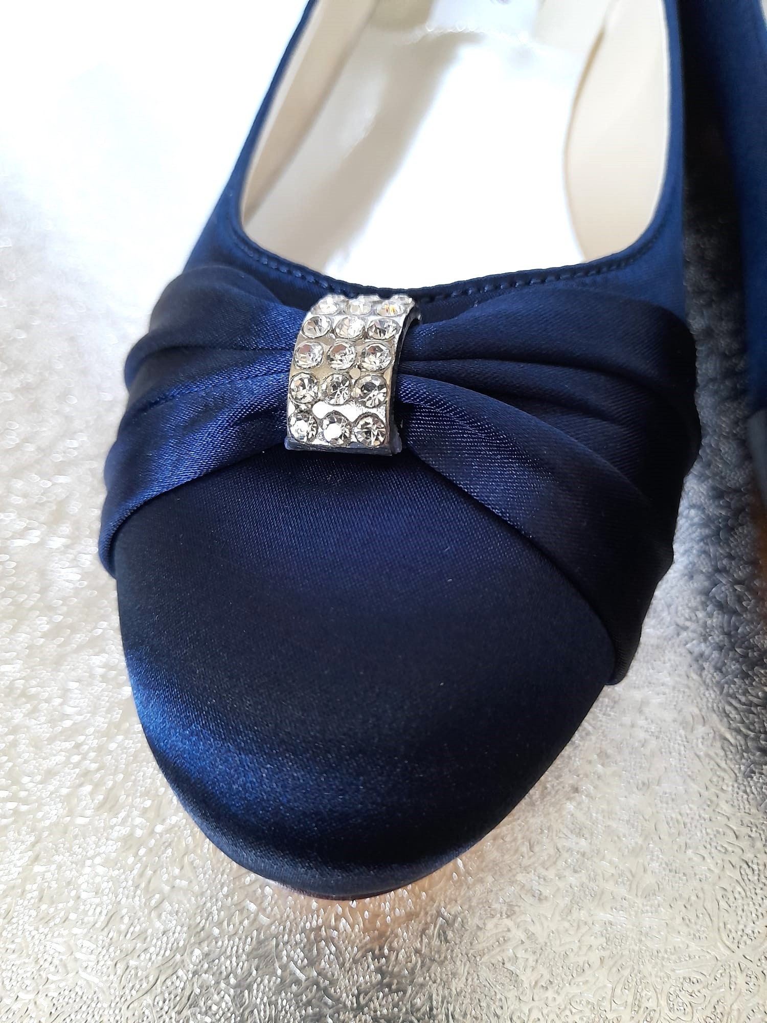 Stylish Navy Blue Satin Ballet Flats Ideal For Bride Bridesmaid Or Mother Bridal Party Shoes