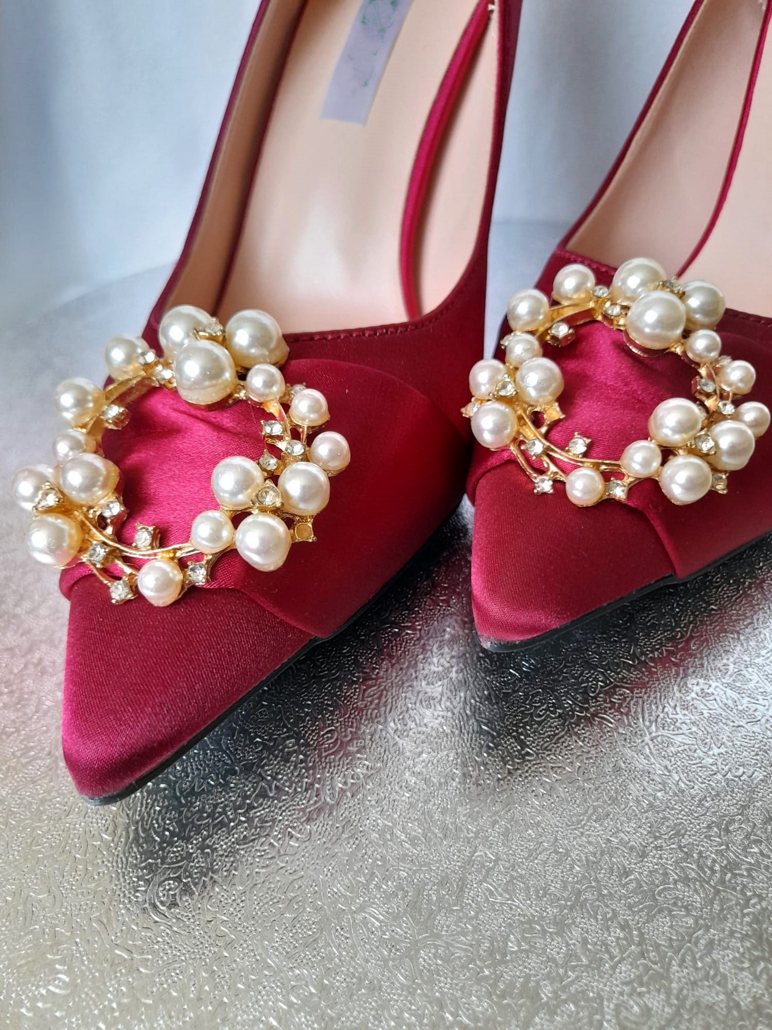 Stylish Burgundy Wine Red Satin Wedding Shoes for Bride or Bridesmaid ...