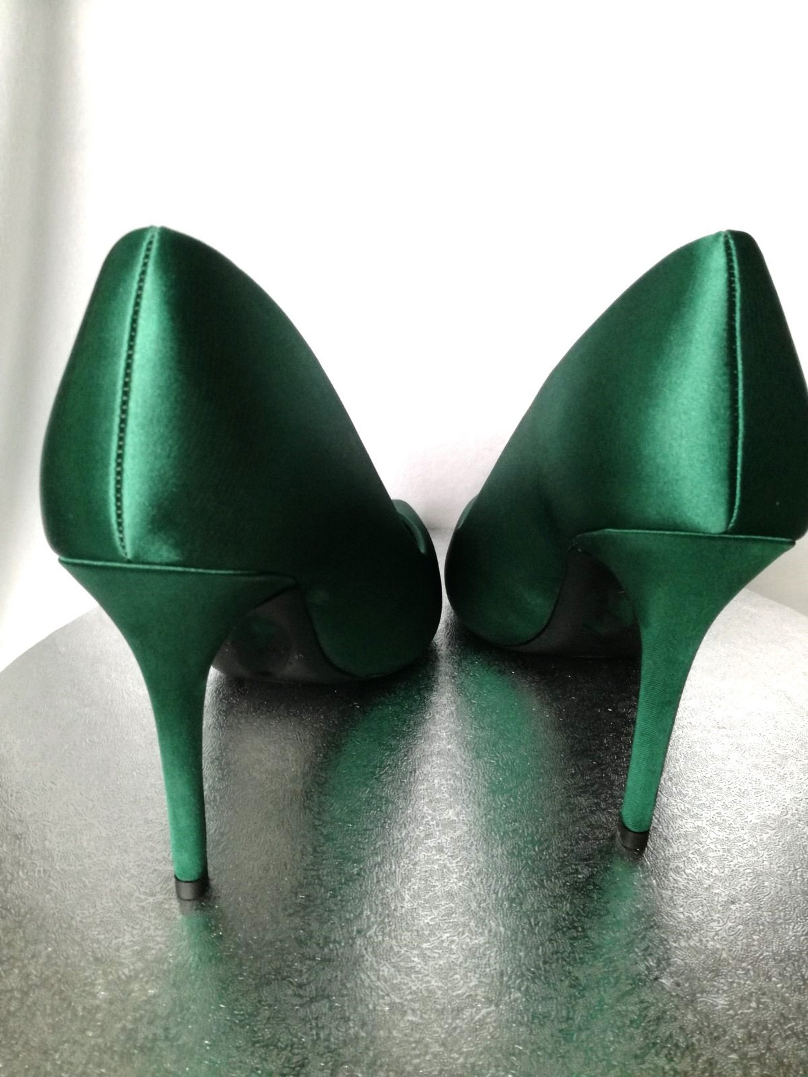 Emerald Green Satin Shoes for Bride or Bridesmaid -big Sizes Available ...