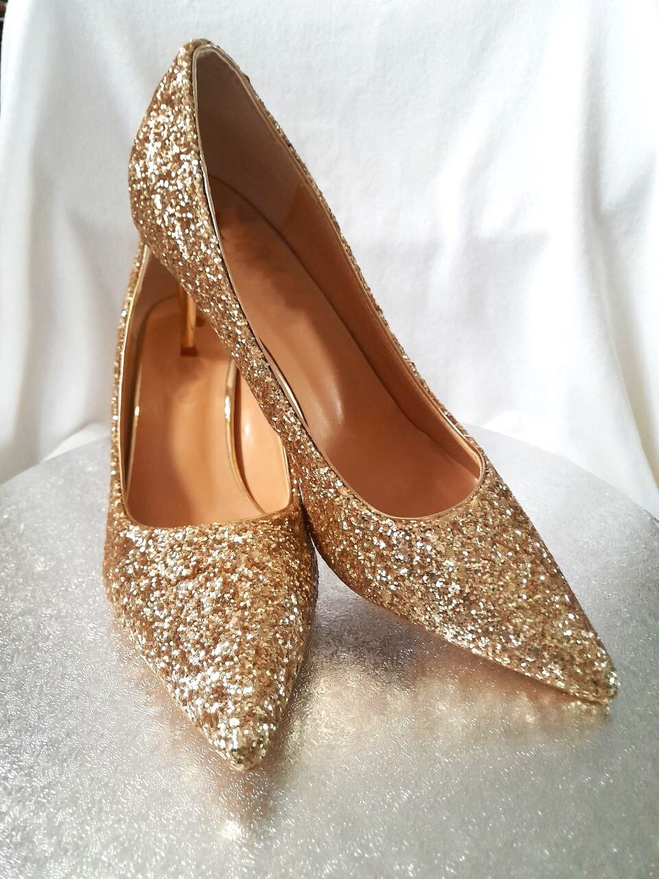 Dazzling Gold Glitter Bridal Wedding Shoes With Sequins Turn - Etsy