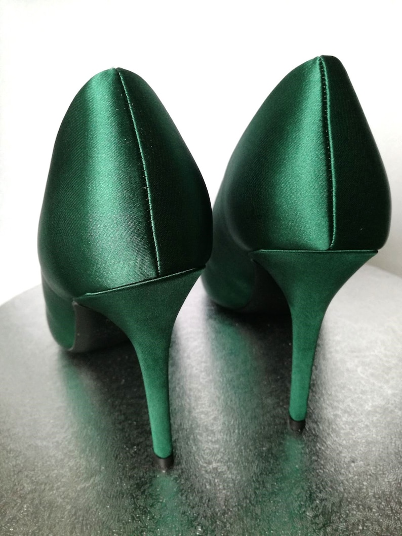 Emerald Green Satin Shoes for Bride or Bridesmaid -big Sizes Available ...
