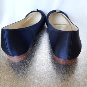 Navy Blue Satin Ballet Flats: Bridal Party Slip-ons - Etsy