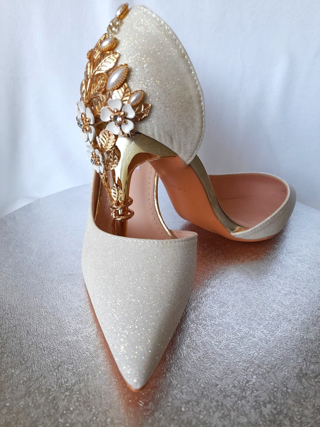 Ivory Sparkling Glitter Wedding Shoes - Glamorous Footwear for the ...