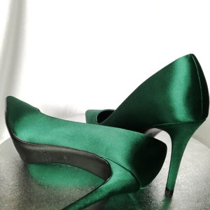 Emerald Green Satin Shoes for Bride or Bridesmaid -big Sizes Available ...