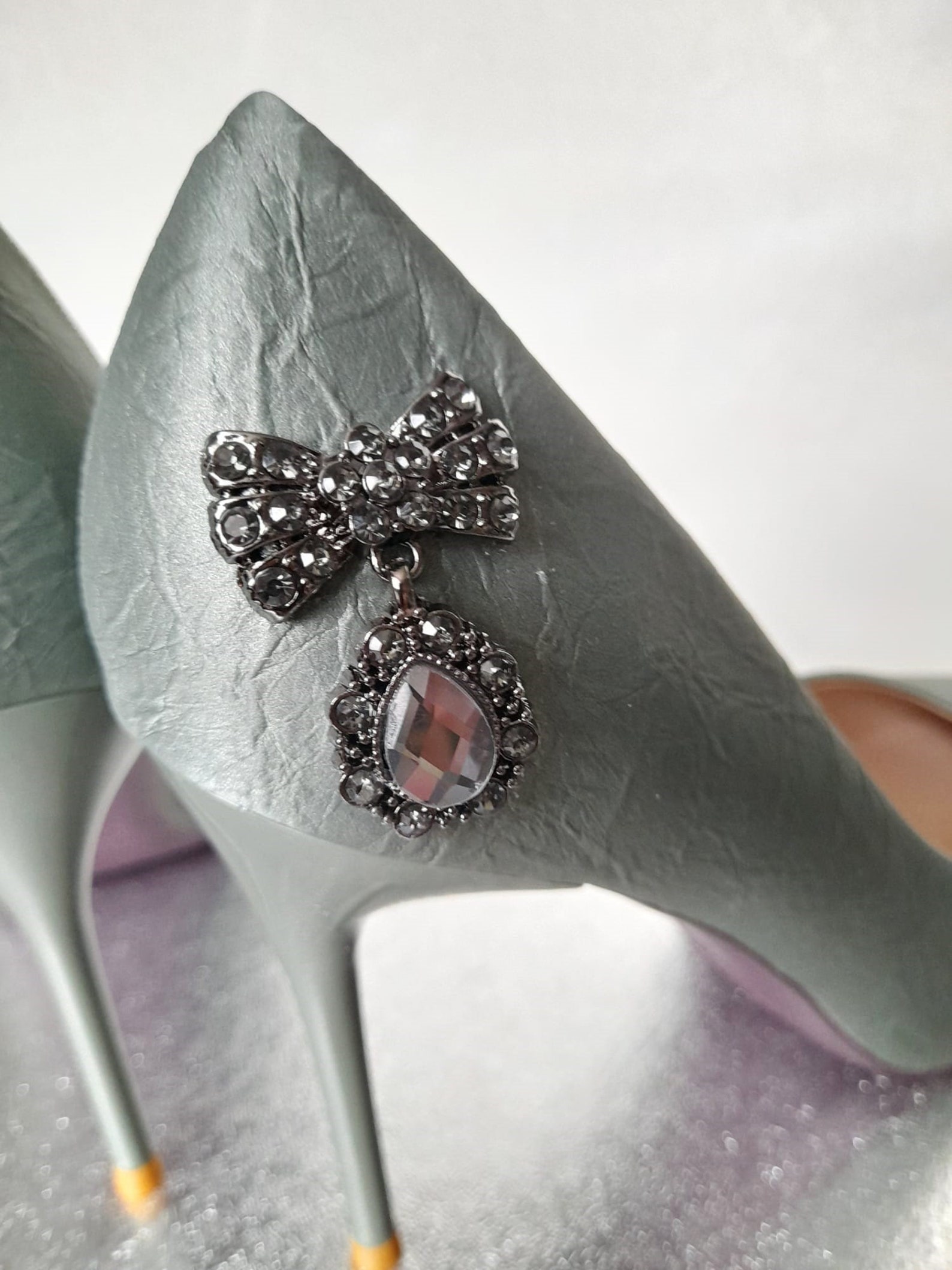 Vintage Inspired Sage Green Satin Pointed Shoes for Bride or Bridesmaid ...