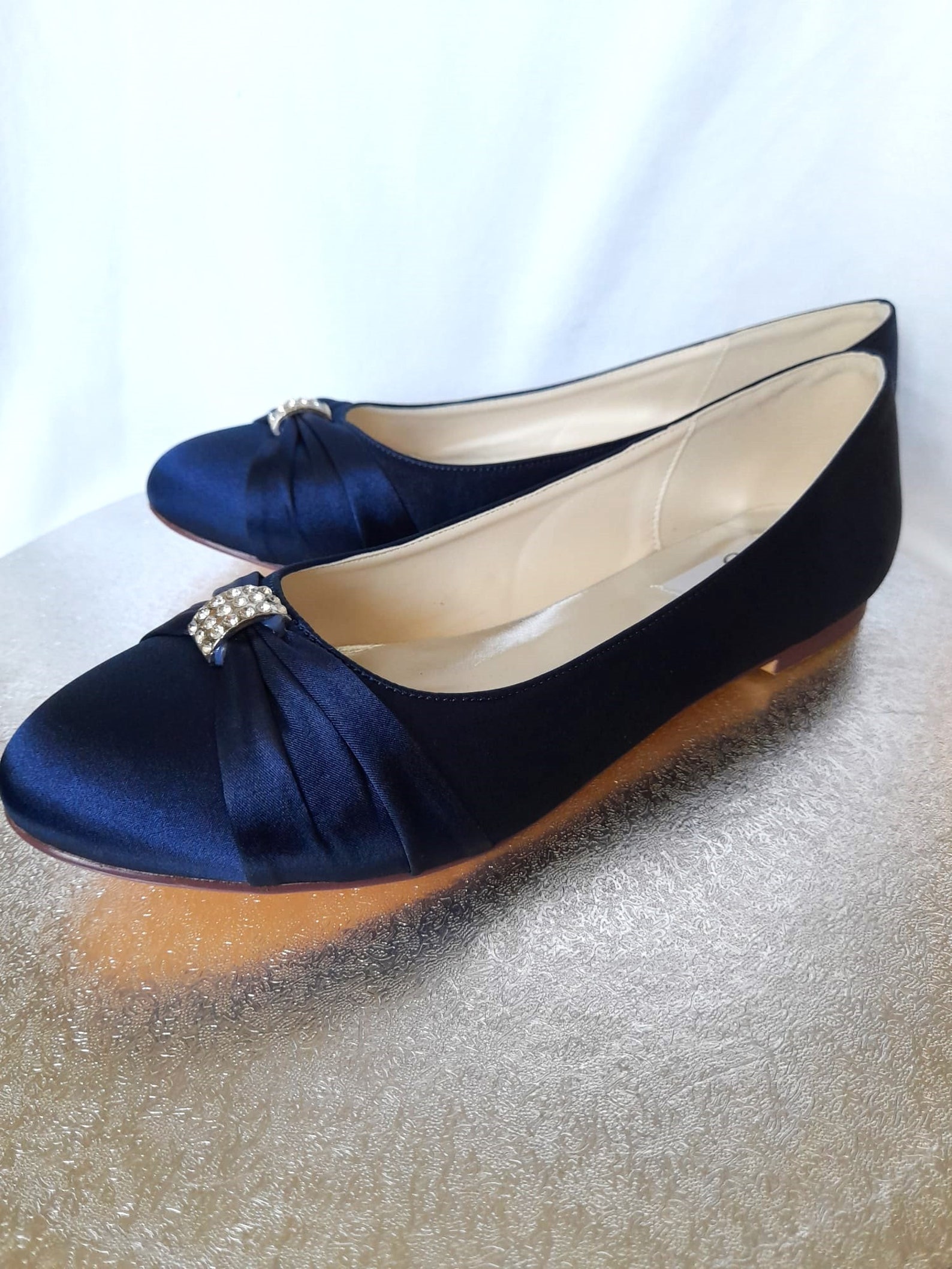 Navy Blue Satin Ballet Flats: Bridal Party Slip-ons - Etsy