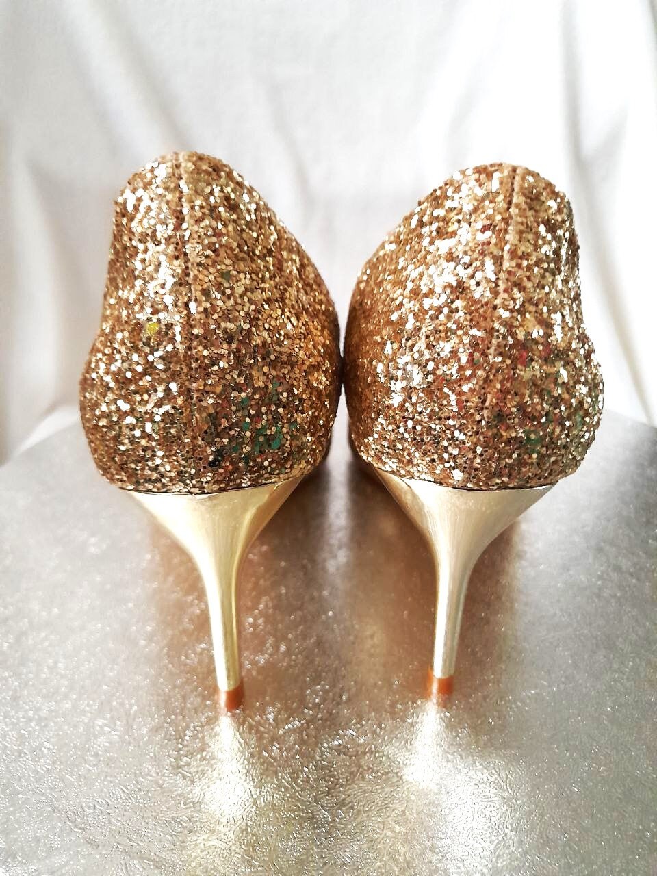 Dazzling Gold Glitter Bridal Wedding Shoes With Sequins Turn - Etsy