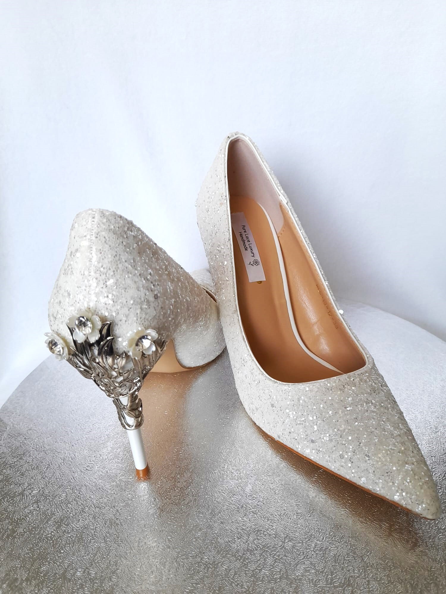 Elegant White Sparkling Glitter Wedding Shoes for Bride or - Etsy