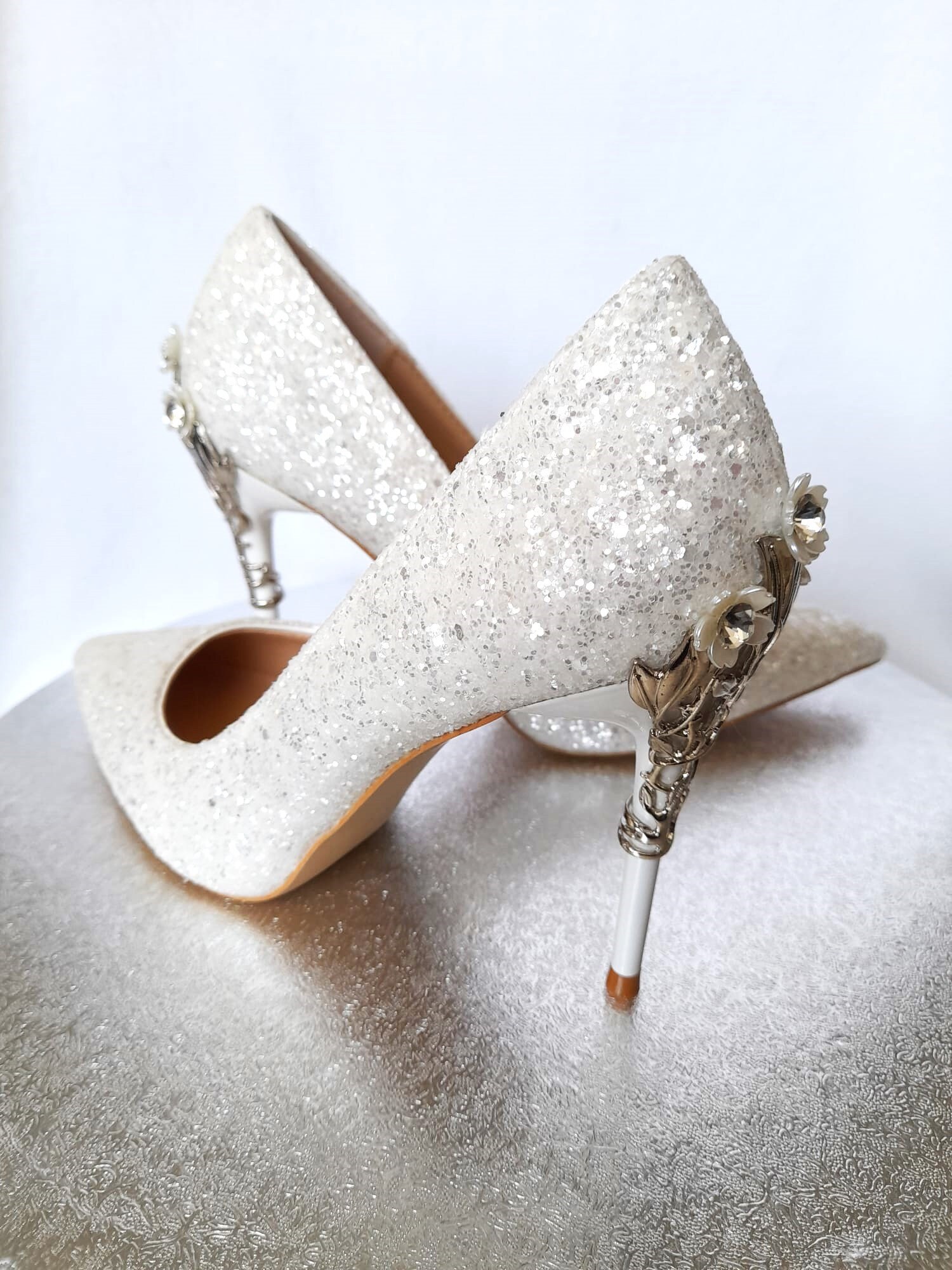 Elegant White Sparkling Glitter Wedding Shoes for Bride or - Etsy