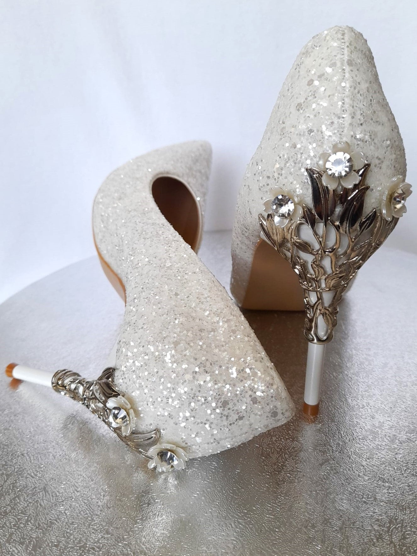 Elegant White Sparkling Glitter Wedding Shoes for Bride or - Etsy