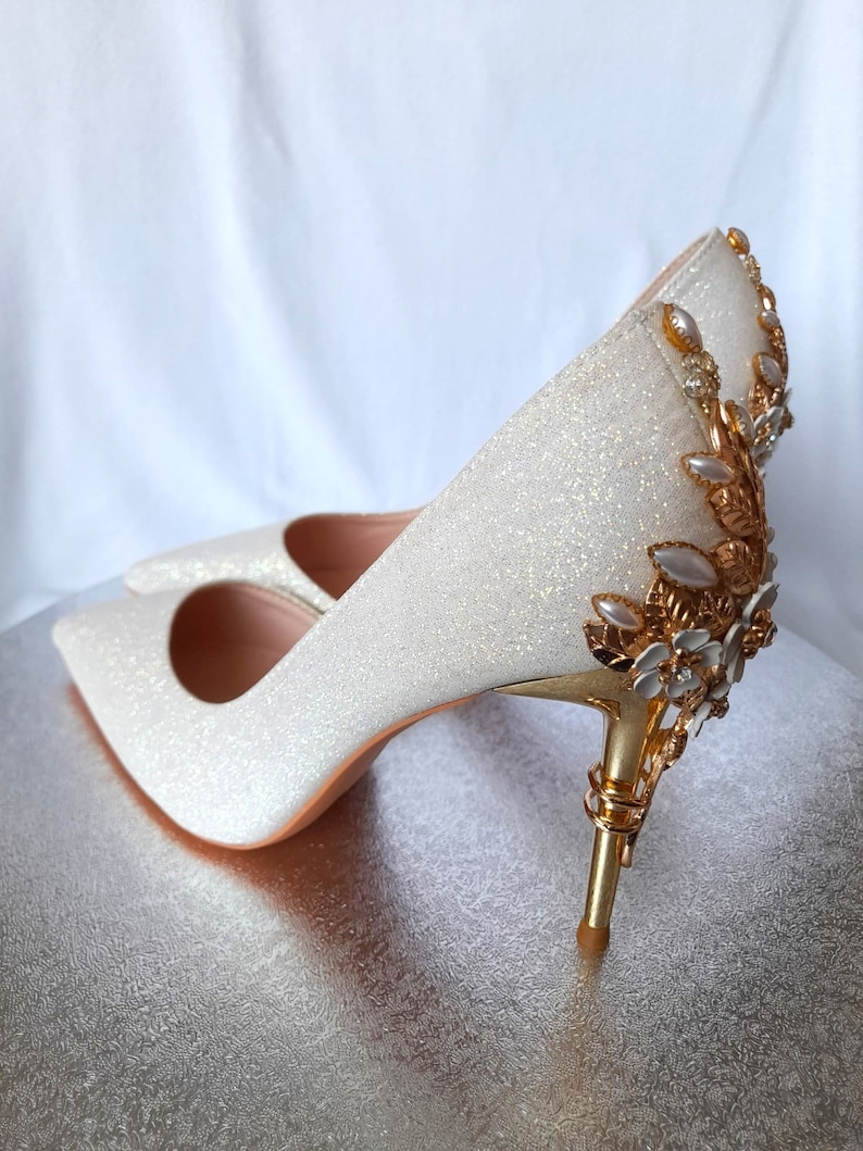Ivory Sparkling Glitter Wedding Shoes Glamorous Footwear for the Bride ...