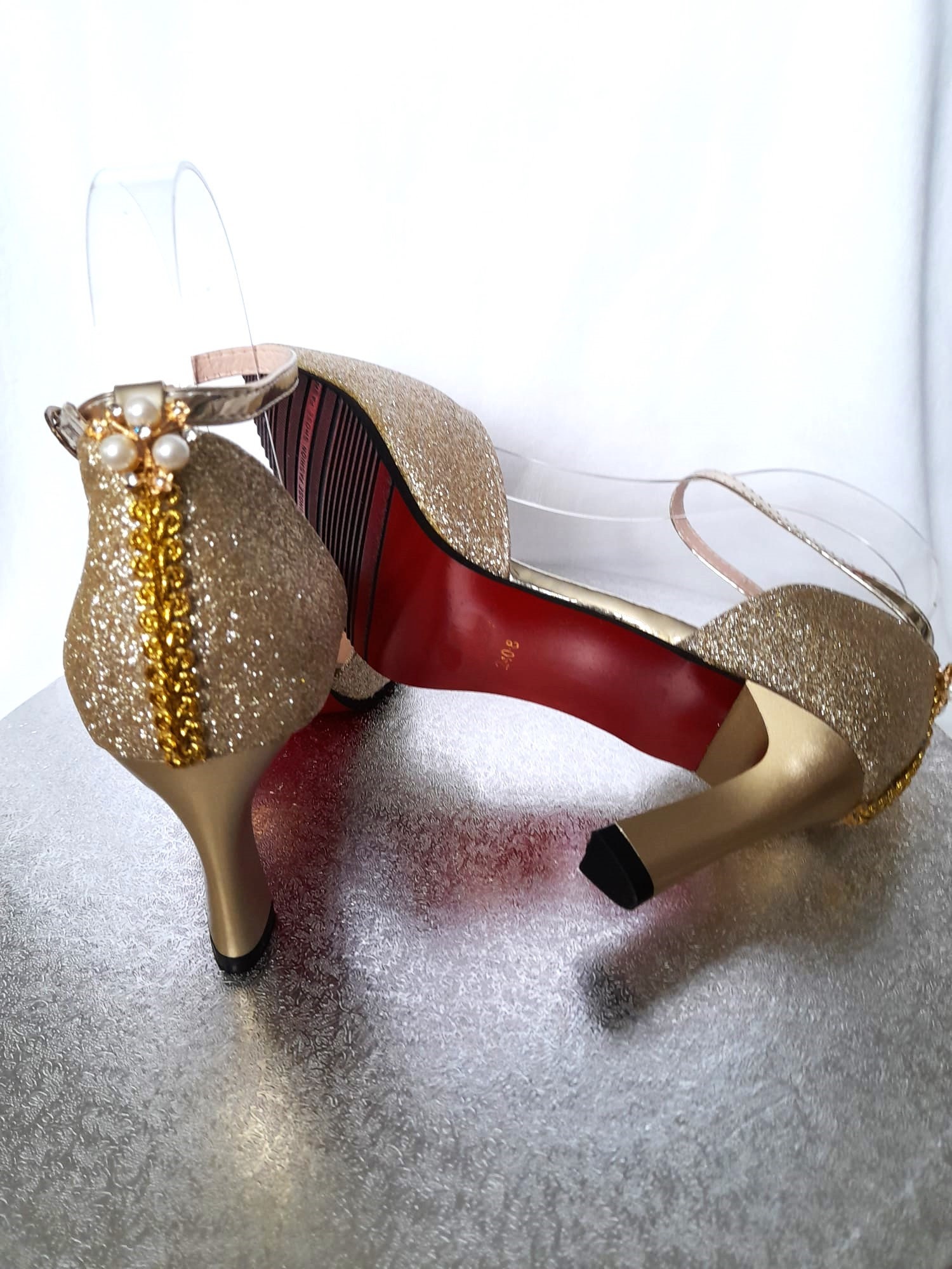 Elegant Gold Glitter Bridal Shoes Glamorous Footwear for the Bride or ...