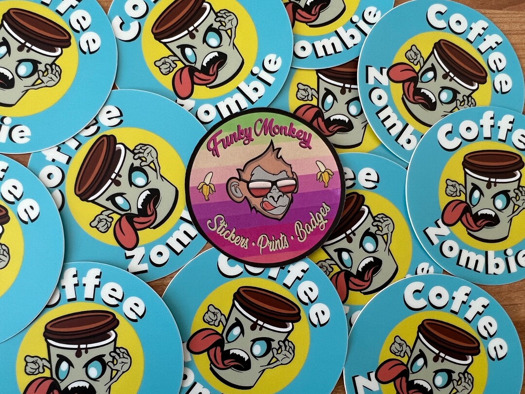 Custom Coffee Zombie Vinyl Sticker, Custom Design Sticker for Laptop ...