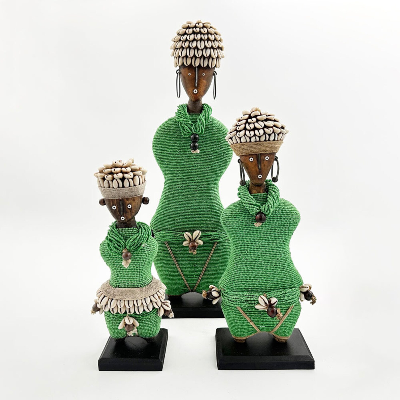 Green Namji Dolls With Cowrie Shells Handmade in Cameroon Assorted ...