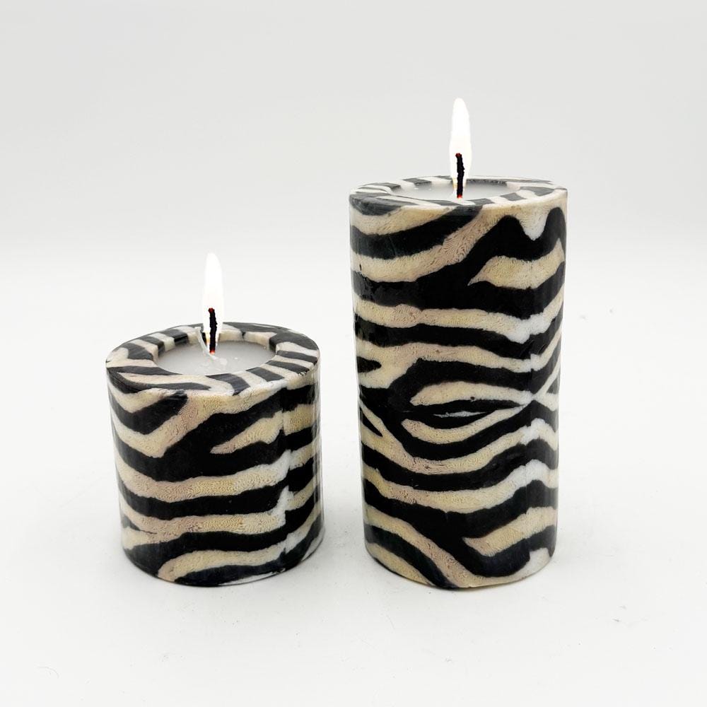 Zebra Pattern Swazi Pillar Candles - Handmade and Faire Trade - A ...