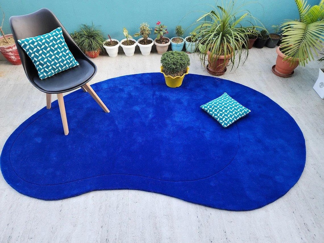 Hand Tufted Rug Kidney/cashew Shape Modern, Wool Handmade Area Rugs ...