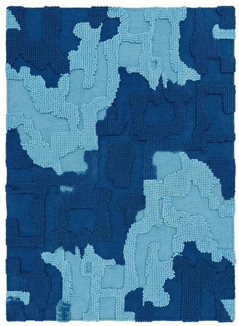 Hand Tufted Blue and Sky Luxury Abstract Rug | Modern Geometric Wool ...