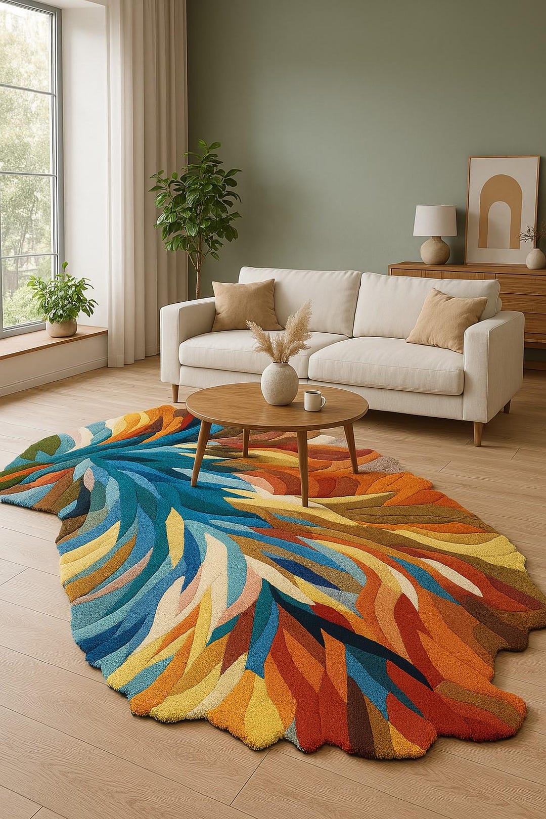 Hand Tufted Rug With New Zealand Wool, Handmade Woolen Rug, Multicolor ...