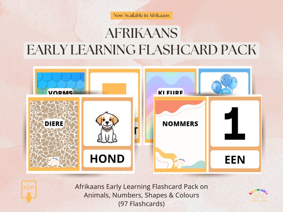 Afrikaans Learning Flashcards | Speech Development | Early Learning ...