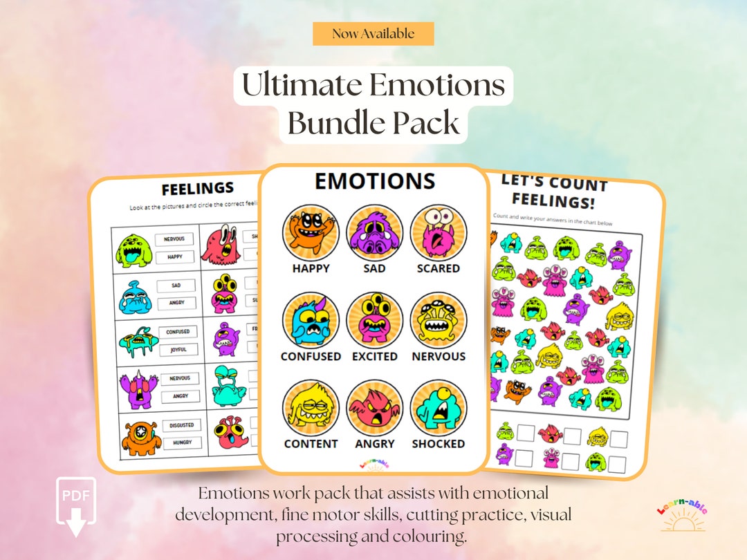 Emotions Learning Bundle Pack Cutting Practice Fine Motor - Etsy