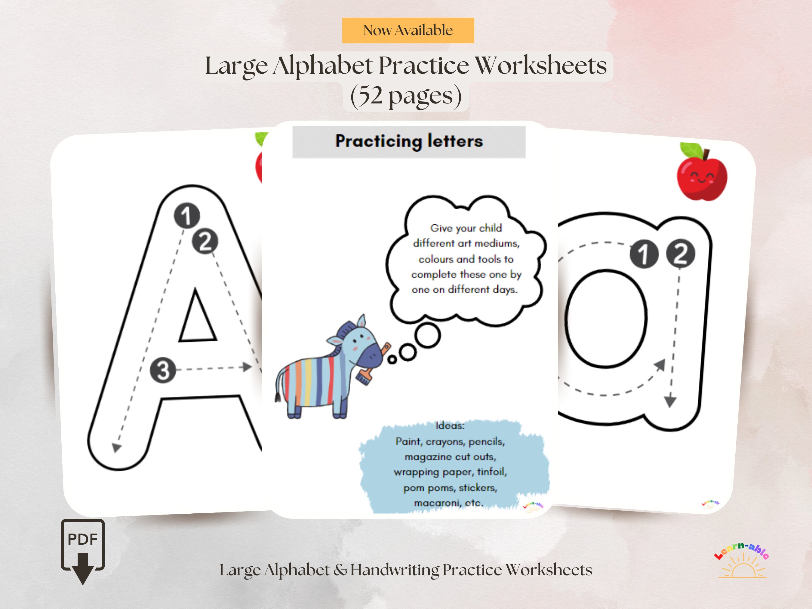 Large Alphabet Practice Worksheets | Handwriting Worksheets | Learning ...