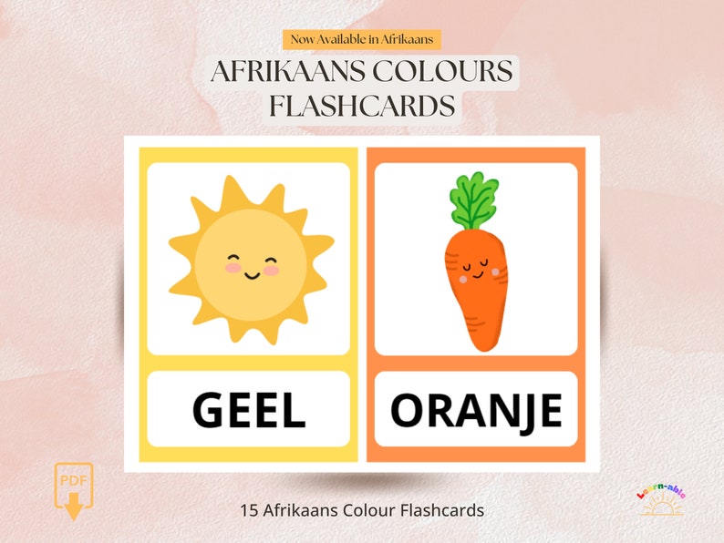 Afrikaans Learning Flashcards | Speech Development | Early Learning ...