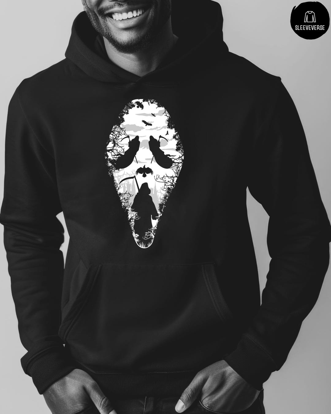 Ghostface Grim Reaper Hoodie Chilling Horror Sweatshirt in Black and ...