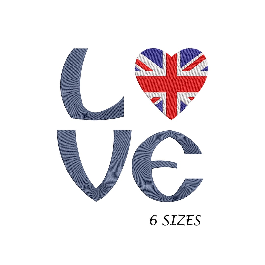 Love UK Heart Flag Embroidery Design: 6 Sizes (digital File) - Etsy