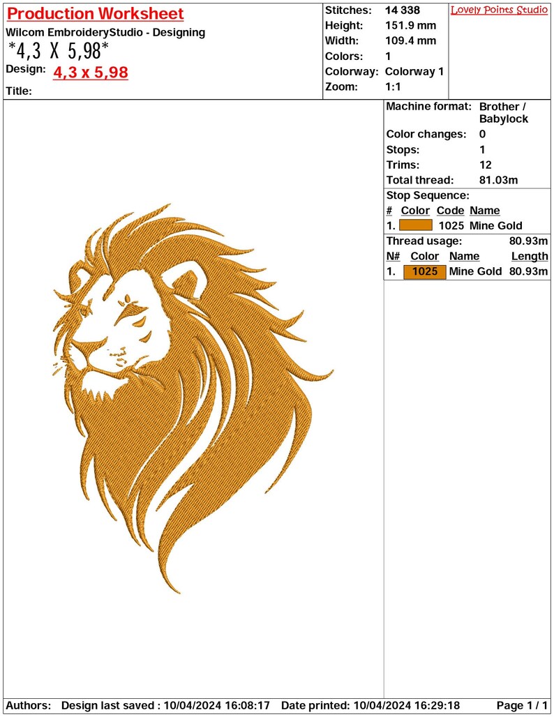 Lion Face, Lion Head Embroidery Design for Machine in 6 Sizes, Digital ...