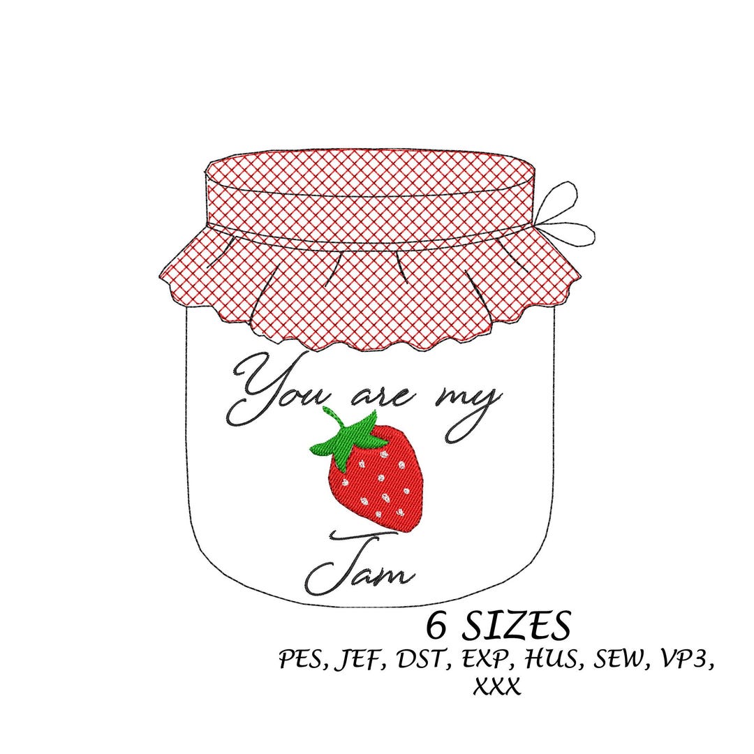 Strawberry Jam Jar Embroidery Design: Machine Embroidery File (digital ...