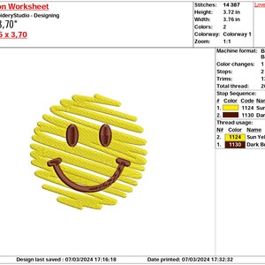 Smiley Zigzag Embroidery Design for Machine, 7 Sizes and Multi Formats ...