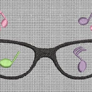 Music Notes Glasses Embroidery Machine Design, Multi Formats , - Etsy