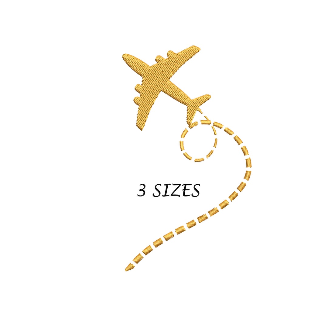 Golden Plane Looping Embroidery Design for Machine , Digital File ...