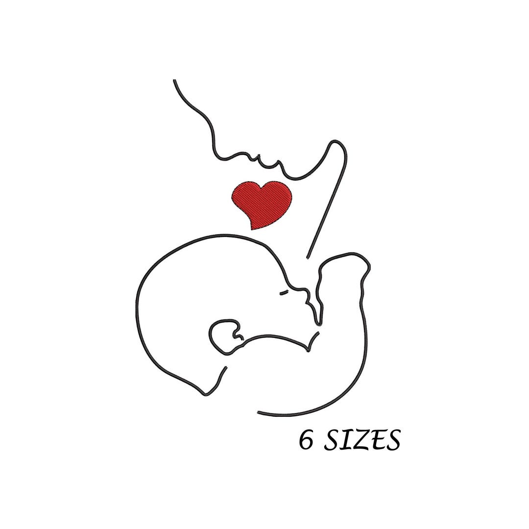 Mum and Baby Outlines Embroidery Design: 6 Sizes (digital File) - Etsy