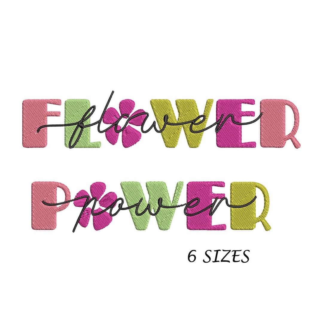 Flower Power Embroidery Design for Machine, 6 Sizes Multi Formats ...