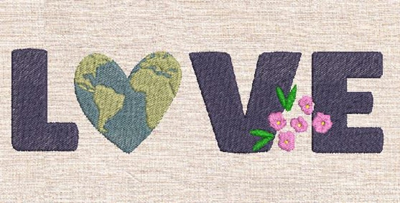 Love Planet Earth Embroidery Design for Machine in 6 Sizes, Multi ...