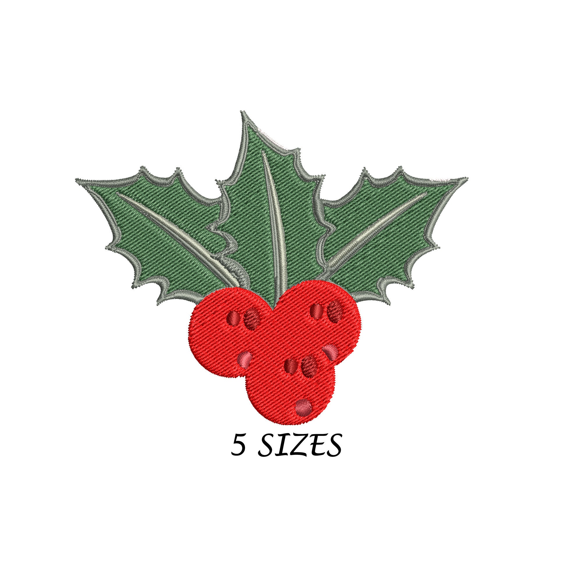 Christmas Holly Embroidery Design for Machine, 5 Sizes in Multi Formats ...