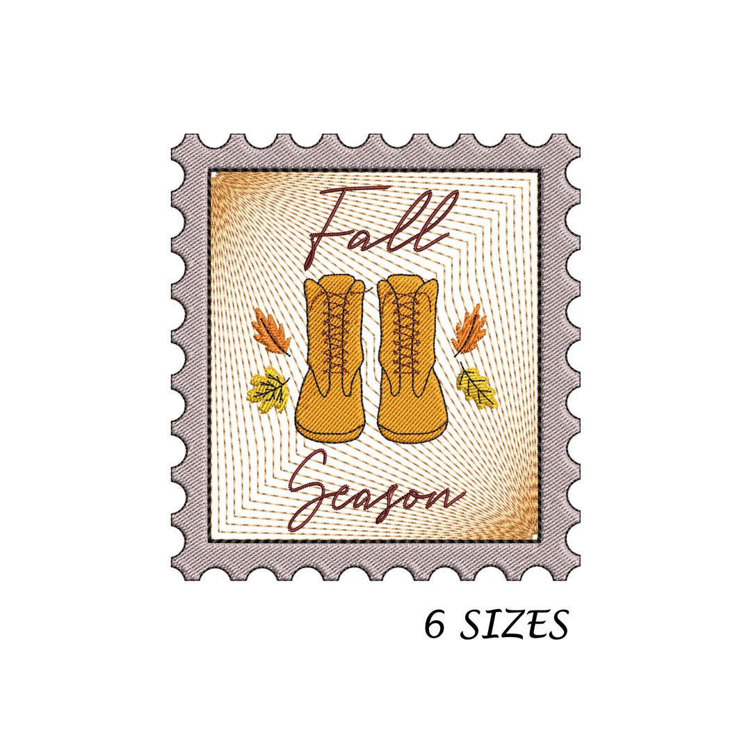 Boots and Leaves Embroidery Design: Fall Season Stamp (digital File, 6 ...