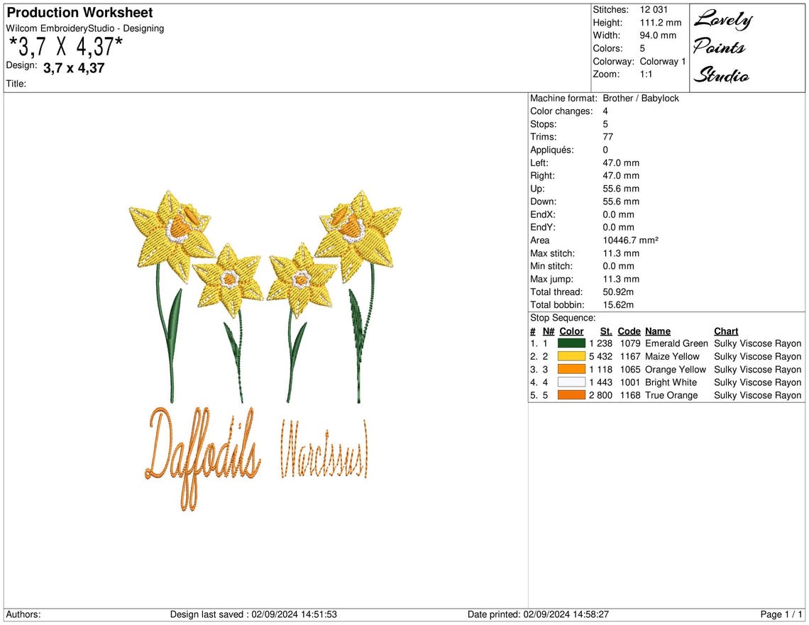 Daffodils Spring Flowers Embroidery Design: 6 Sizes (digital File) - Etsy