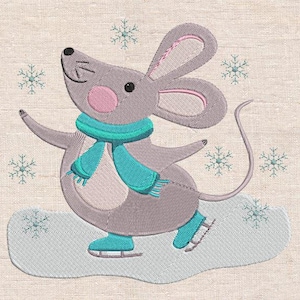 Ice Skating Mouse Embroidery Design: Winter Snowflakes (digital File, 6 ...