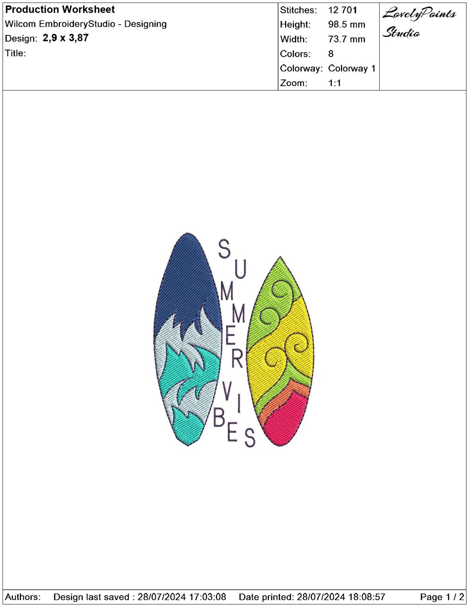 Summer Surfboard Embroidery Design: Beach Vibes (instant Download, 6 ...