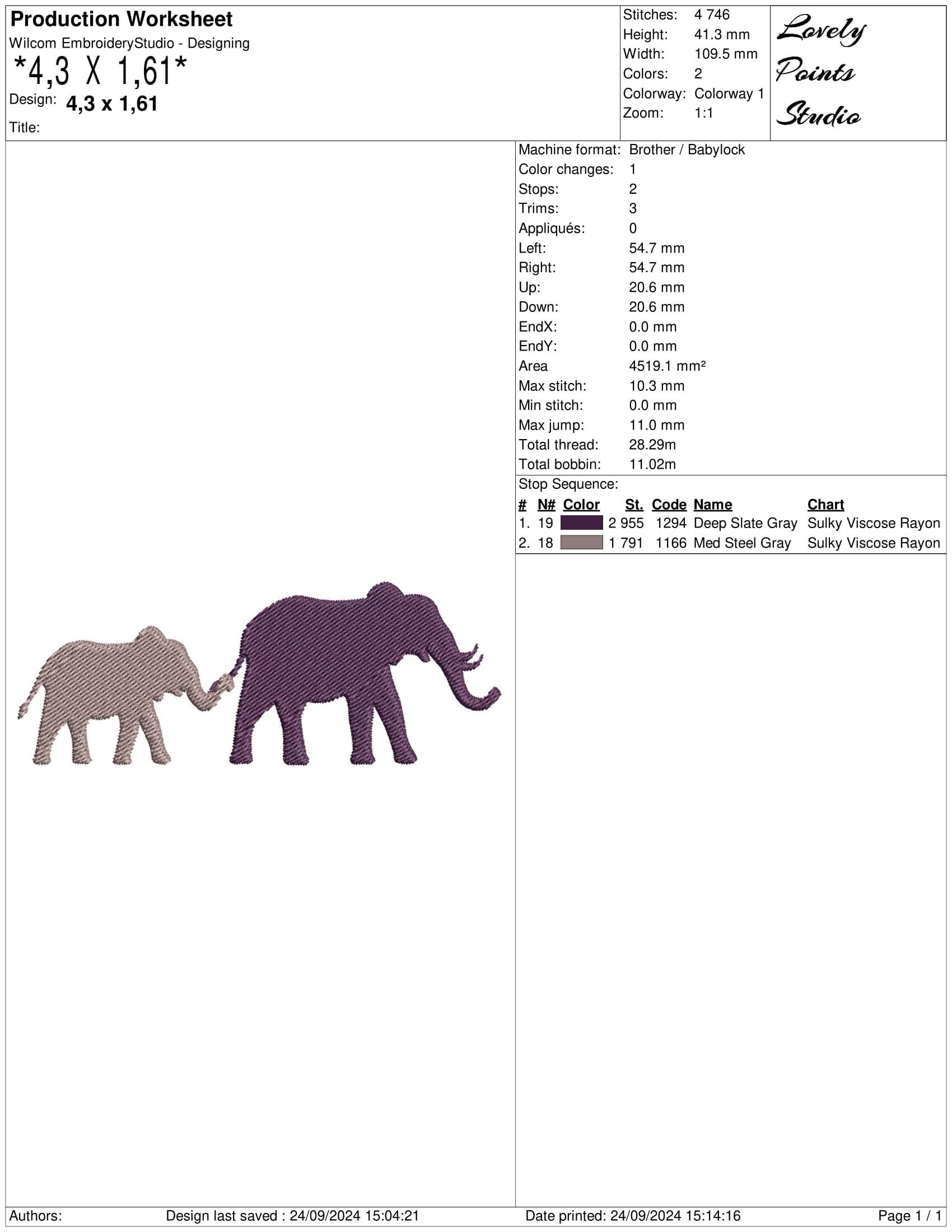 Walking Elephants Embroidery Design: Machine Embroidery File (digital ...