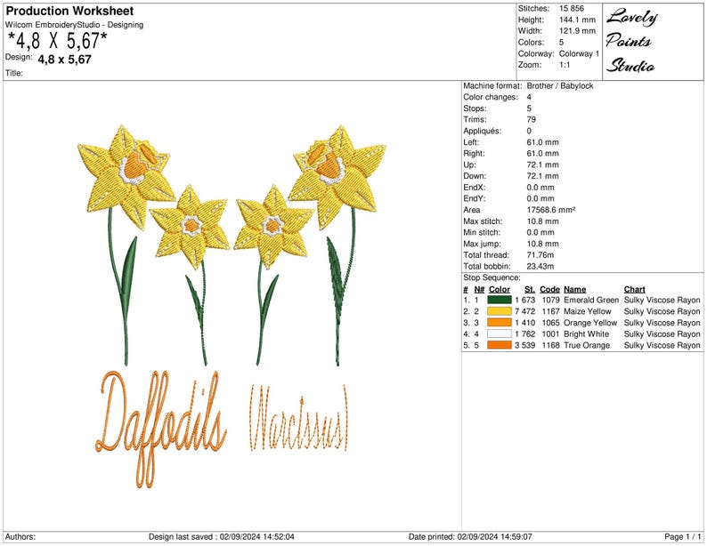 Daffodils Spring Flowers Embroidery Design: 6 Sizes (digital File) - Etsy