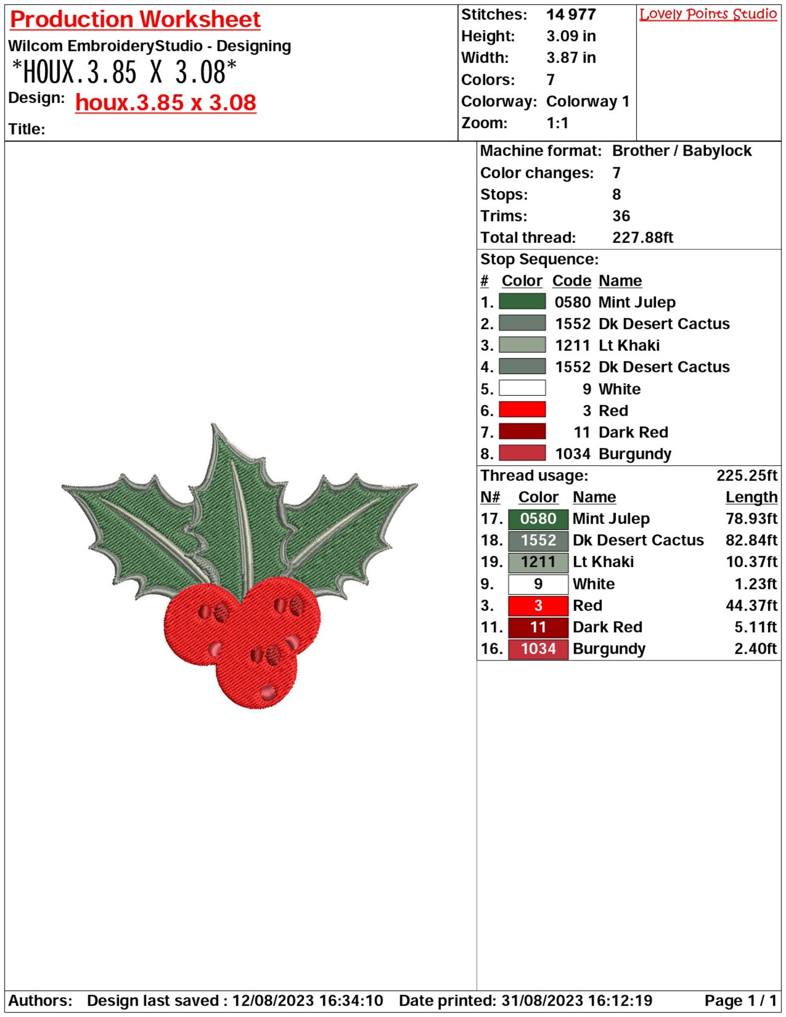 Christmas Holly Embroidery Design for Machine, 5 Sizes in Multi Formats ...